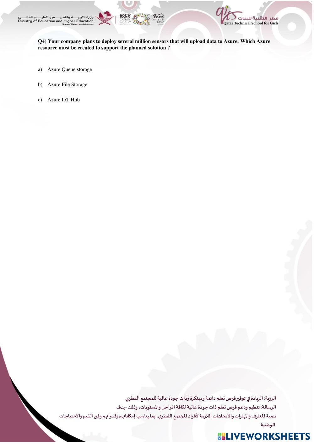 Azure IoT | Live Worksheets