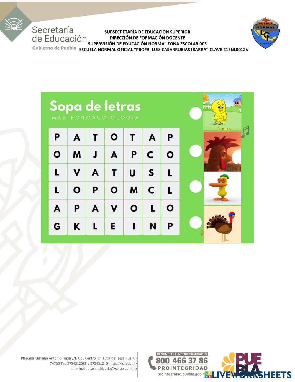 Sopa de Letras 7565430 | Benjamin Cañongo Orduño