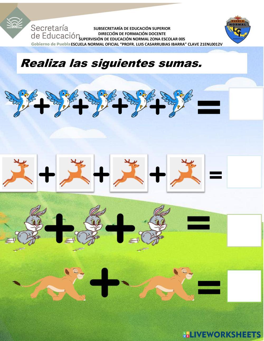 Suma Primer Gra… | Free Interactive Worksheets | 7565093