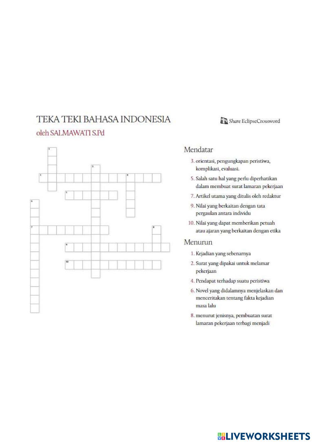 TTS Bahasa Indo… | Free Interactive Worksheets | 7566702