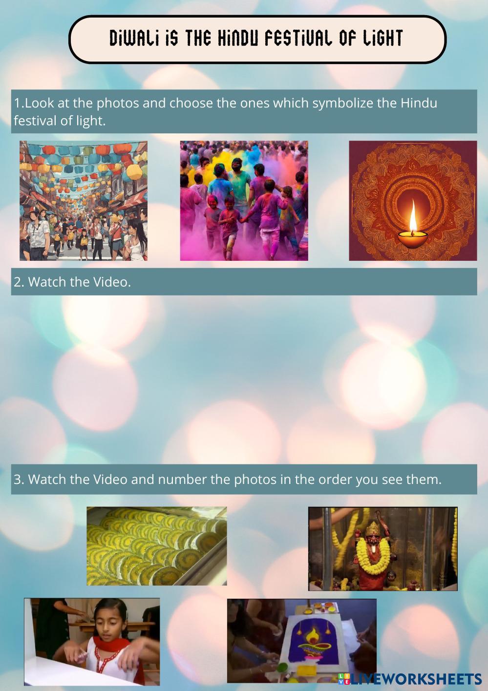Diwali is the Hindu festival of light. | Live Worksheets