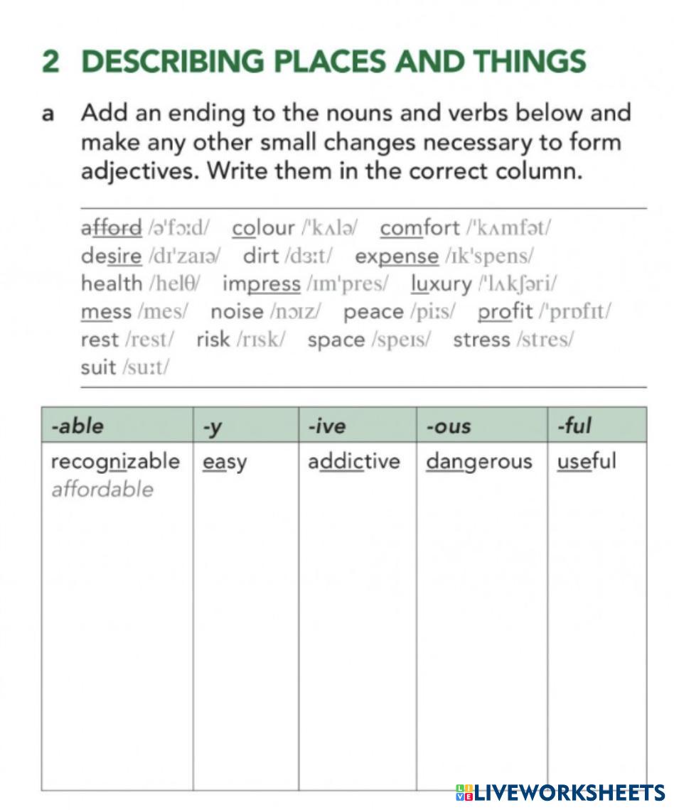 Adjectives | Free Interactive Worksheets | 7567048