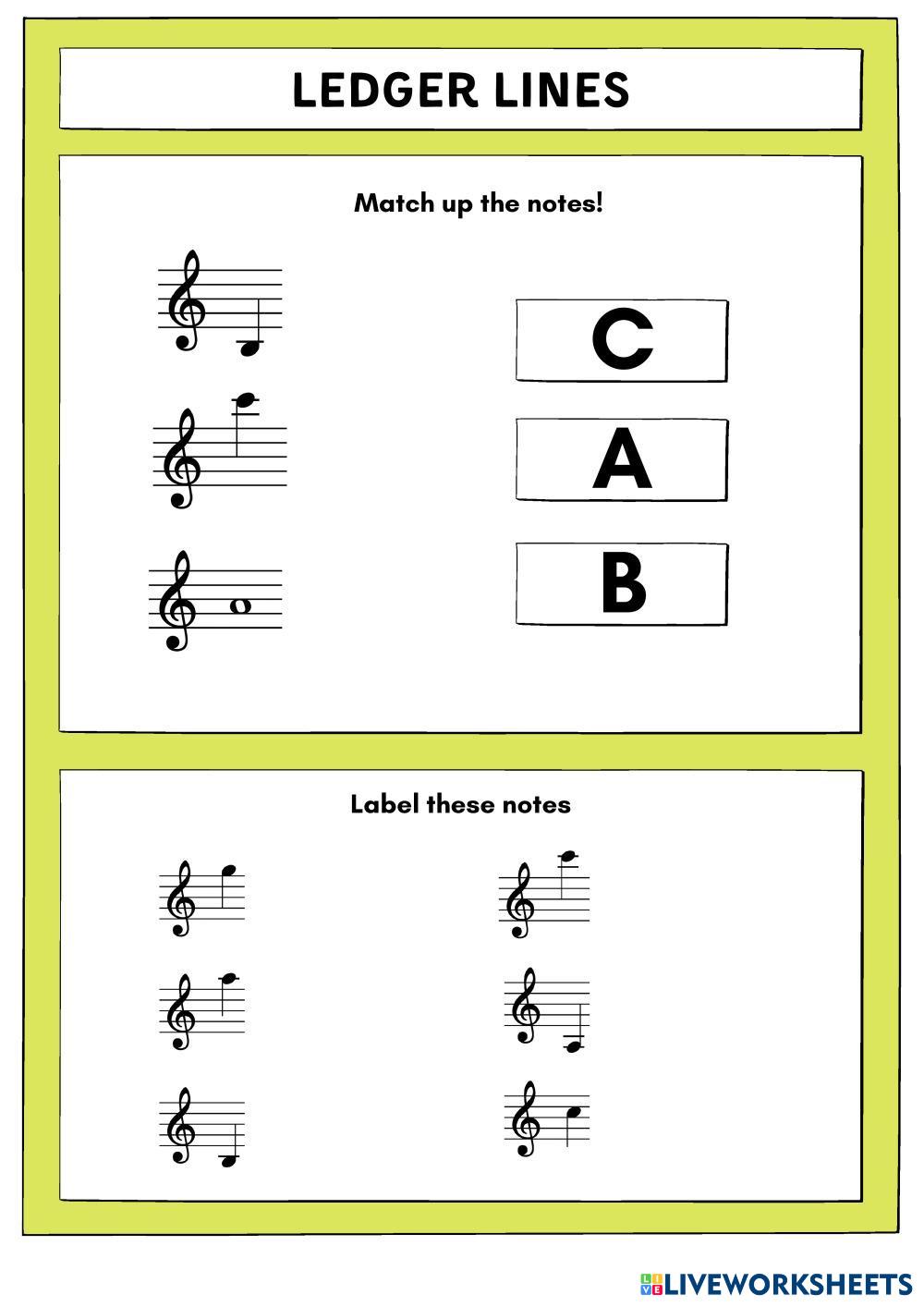Ledger Lines | Live Worksheets