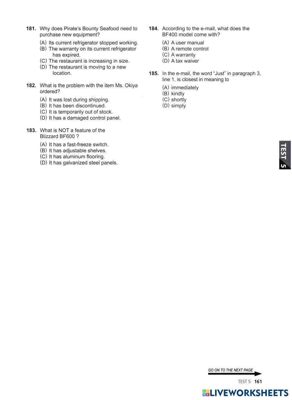 ETS 24 - TEST 5 - PART 7.3 | Live Worksheets