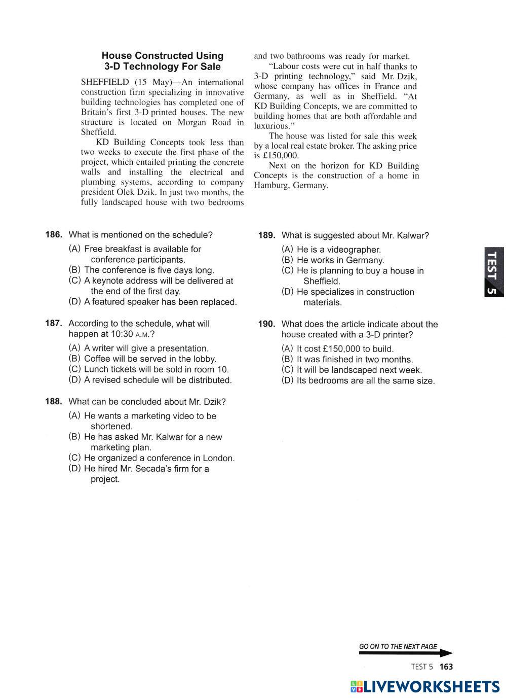 ETS 24 - TEST 5 - PART 7.3 | Live Worksheets