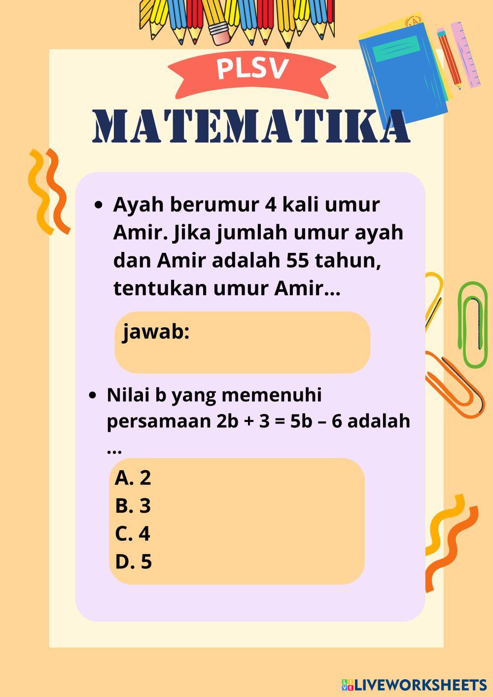 Sistem Persamaa… | Free Interactive Worksheets | 7407892