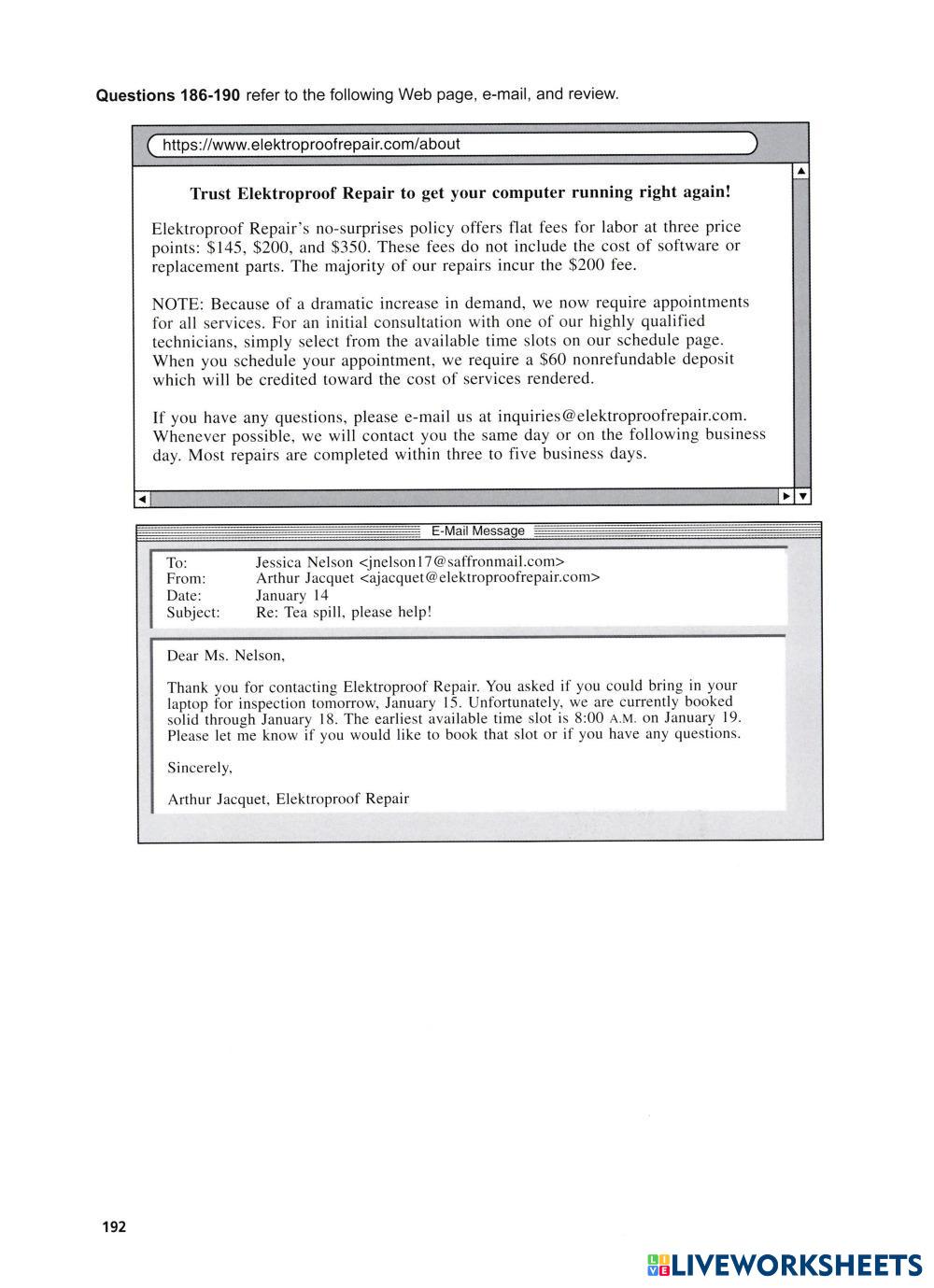 ETS 24 - TEST 6 - PART 7.3 | Live Worksheets