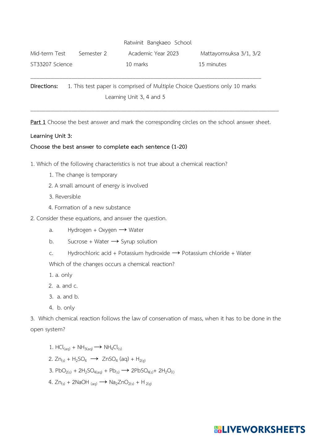 MEP SCIENCE MAT… | Free Interactive Worksheets | 7572029