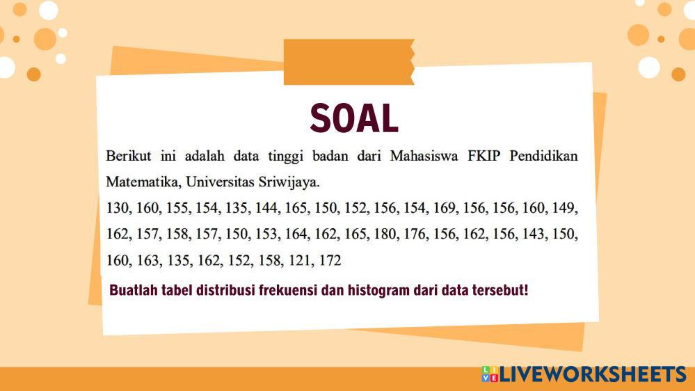 DISTRIBUTION FREQUENCY WORKSHEET | Live Worksheets