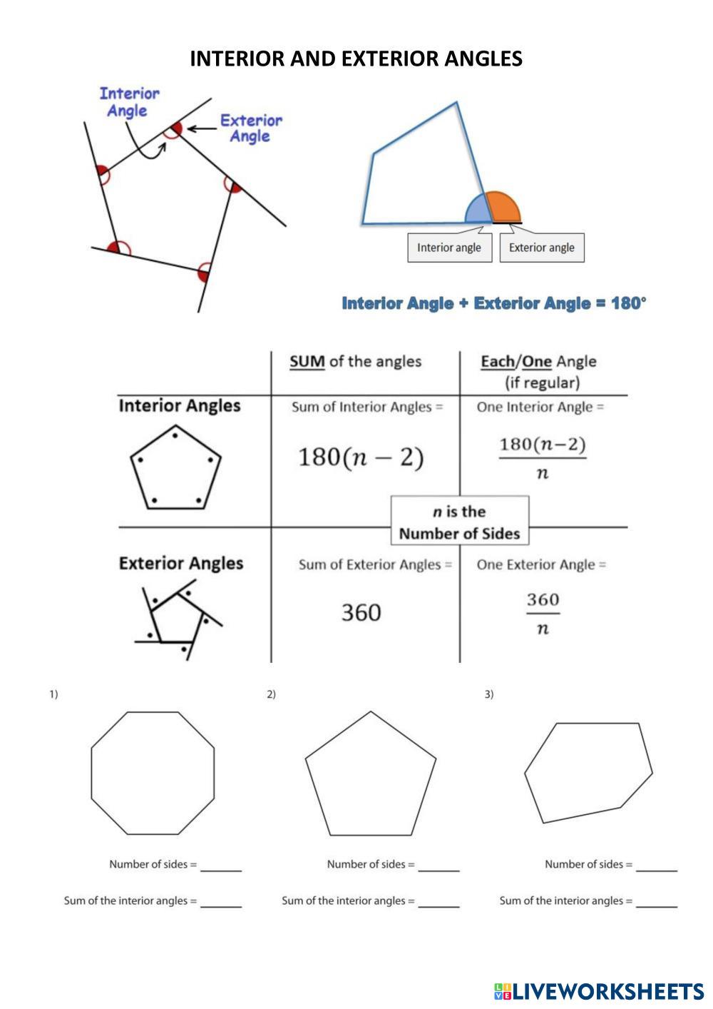 regular polygons angles worksheet