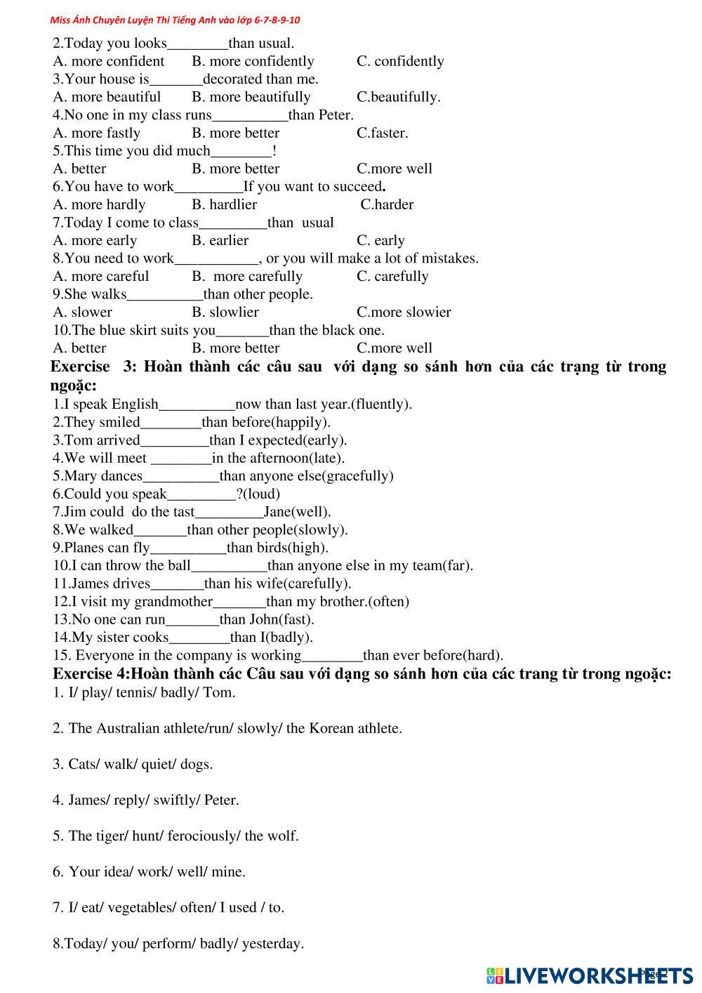 COMPARATIVE ADV… | Free Interactive Worksheets | 7574031