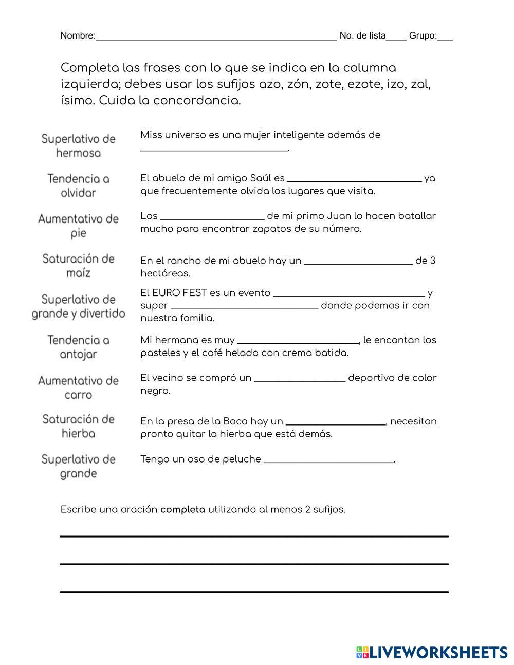 7576559 | Sufijos: Práctica 1 | MissXiomara
