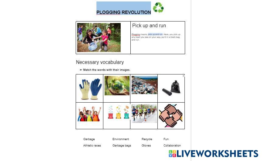 Plogging | Free Interactive Worksheets | 7576999
