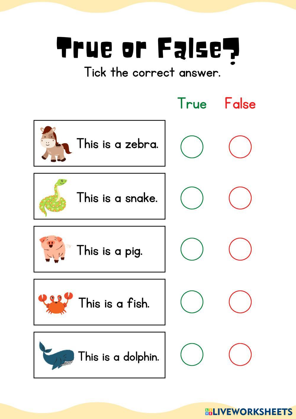 True or False ? | Live Worksheets