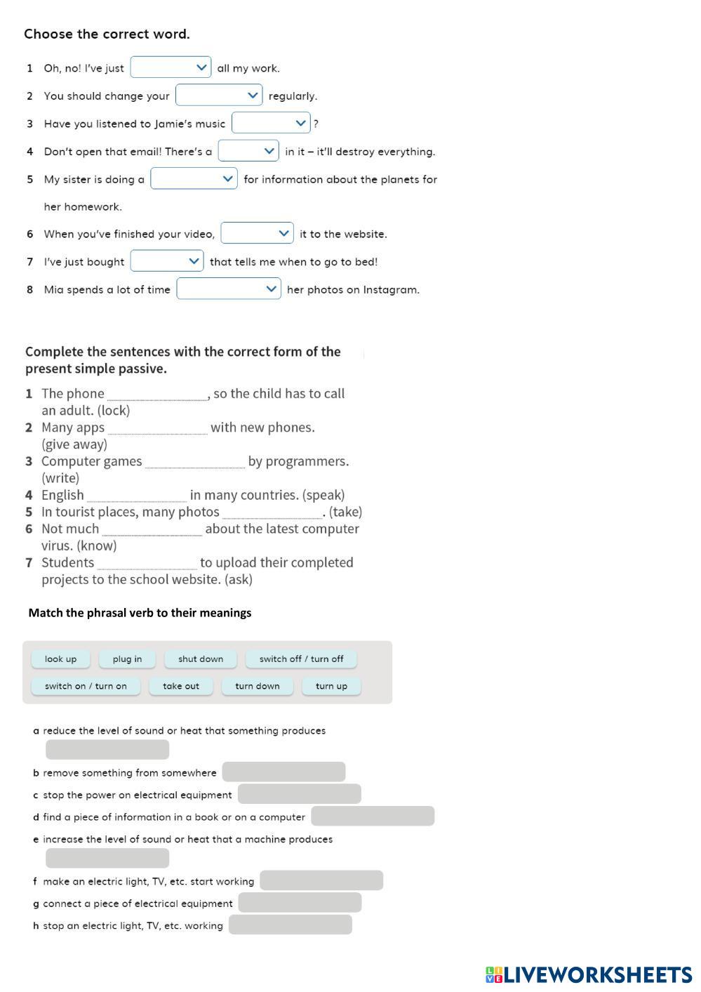 UNITS 13-16 RECOVERY WORK | Live Worksheets