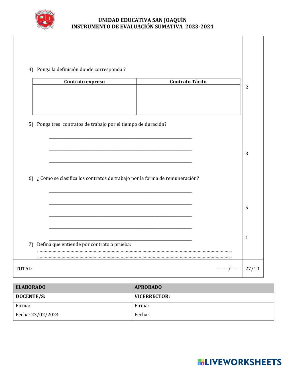 D GESTION DE TALENTO HUMANO | Live Worksheets