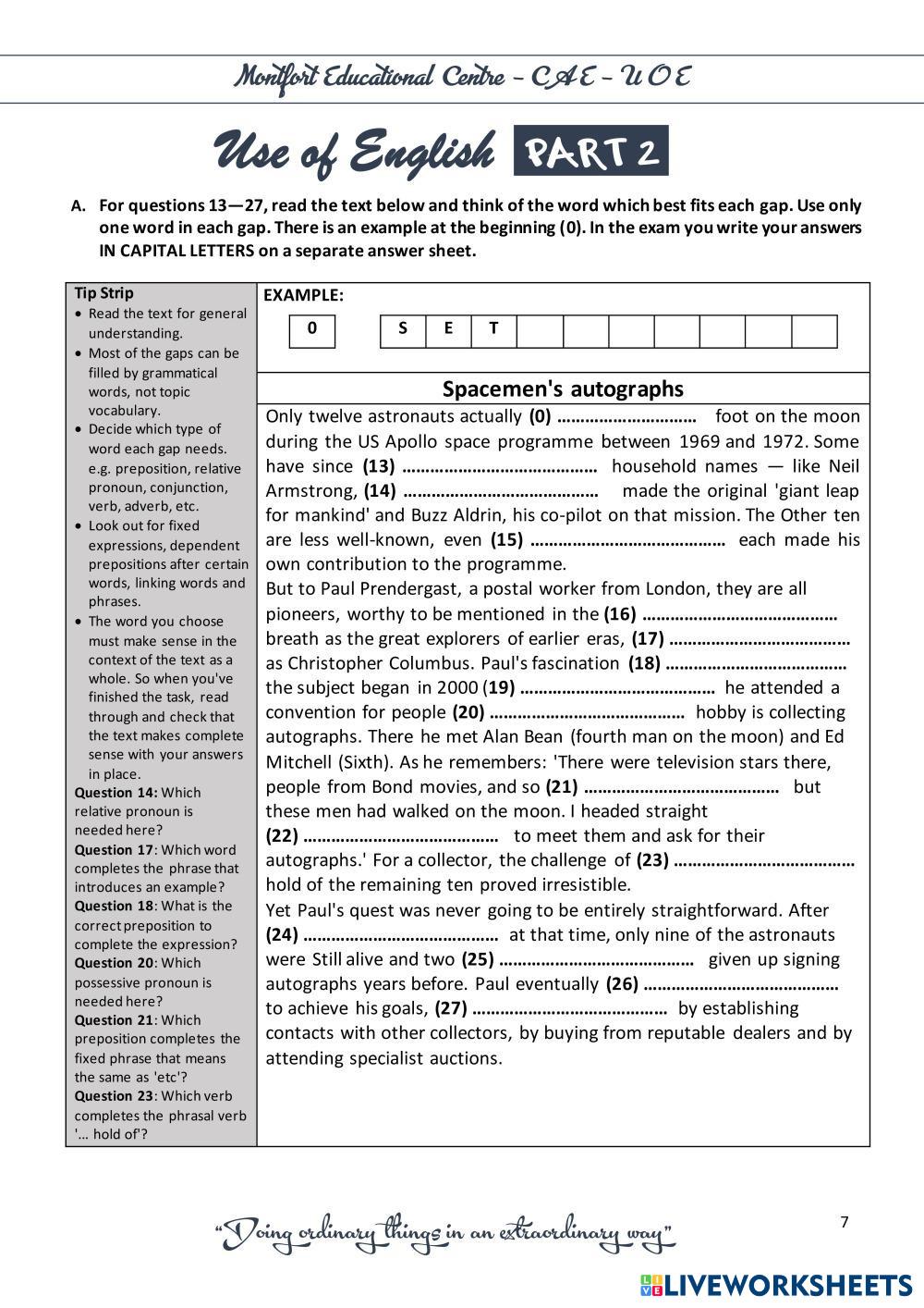 C1 UOE UNIT 2 | Free Interactive Worksheets | 7579381