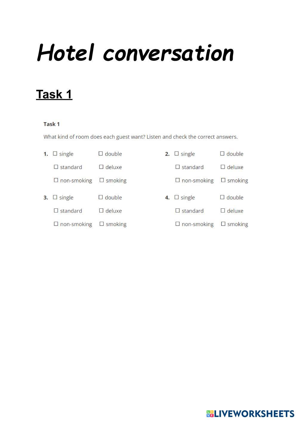 Hotel listenin… | Free Interactive Worksheets | 7580092