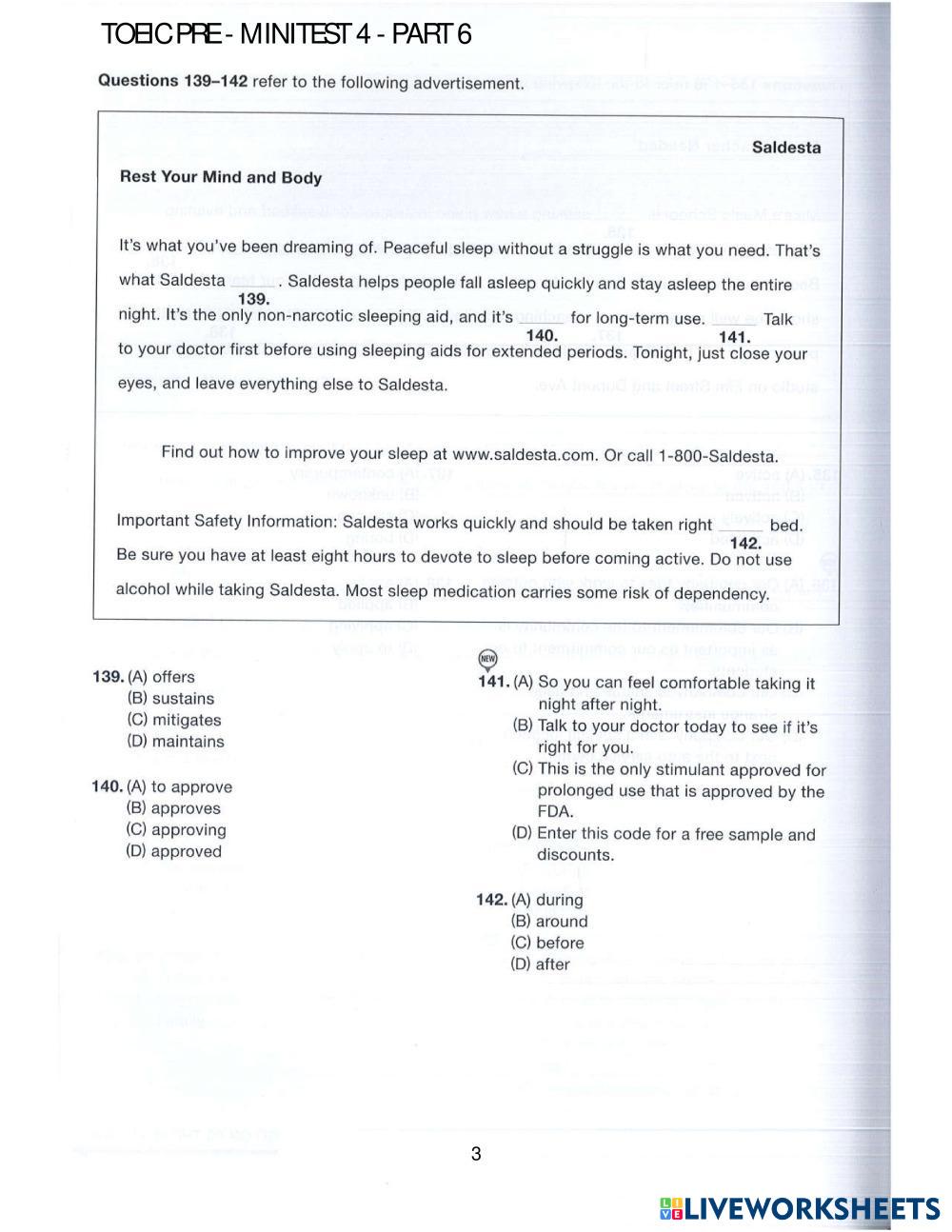 TOEIC PRE - MIN… | Free Interactive Worksheets | 7580107