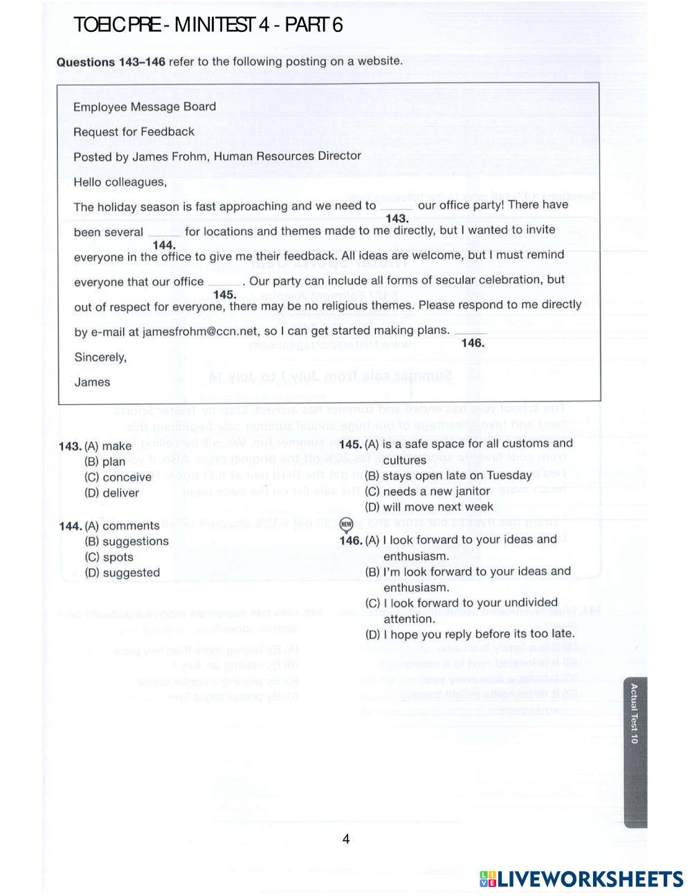 TOEIC PRE - MIN… | Free Interactive Worksheets | 7580107