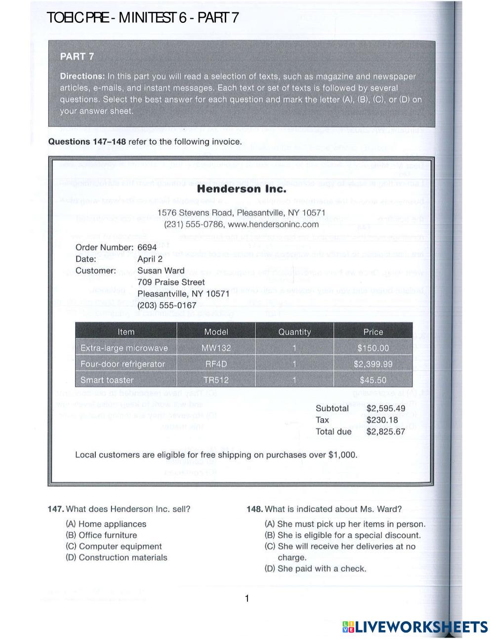 7580134 | TOEIC PRE - MINITEST 6 - PART 7 | Lu Thi Thoai