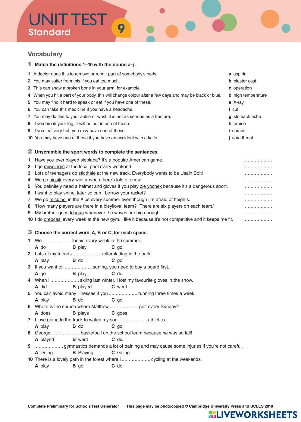 Complete PET Un… | Free Interactive Worksheets | 7580988