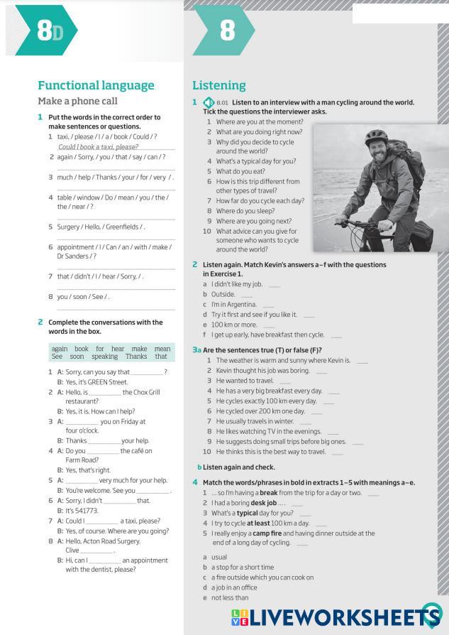 Roadmap A2 8D Workbook | Live Worksheets