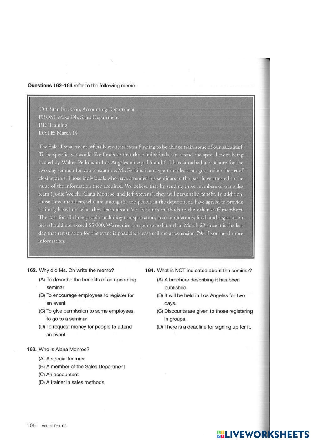 NEW TOEIC 700 -… | Free Interactive Worksheets | 7582631