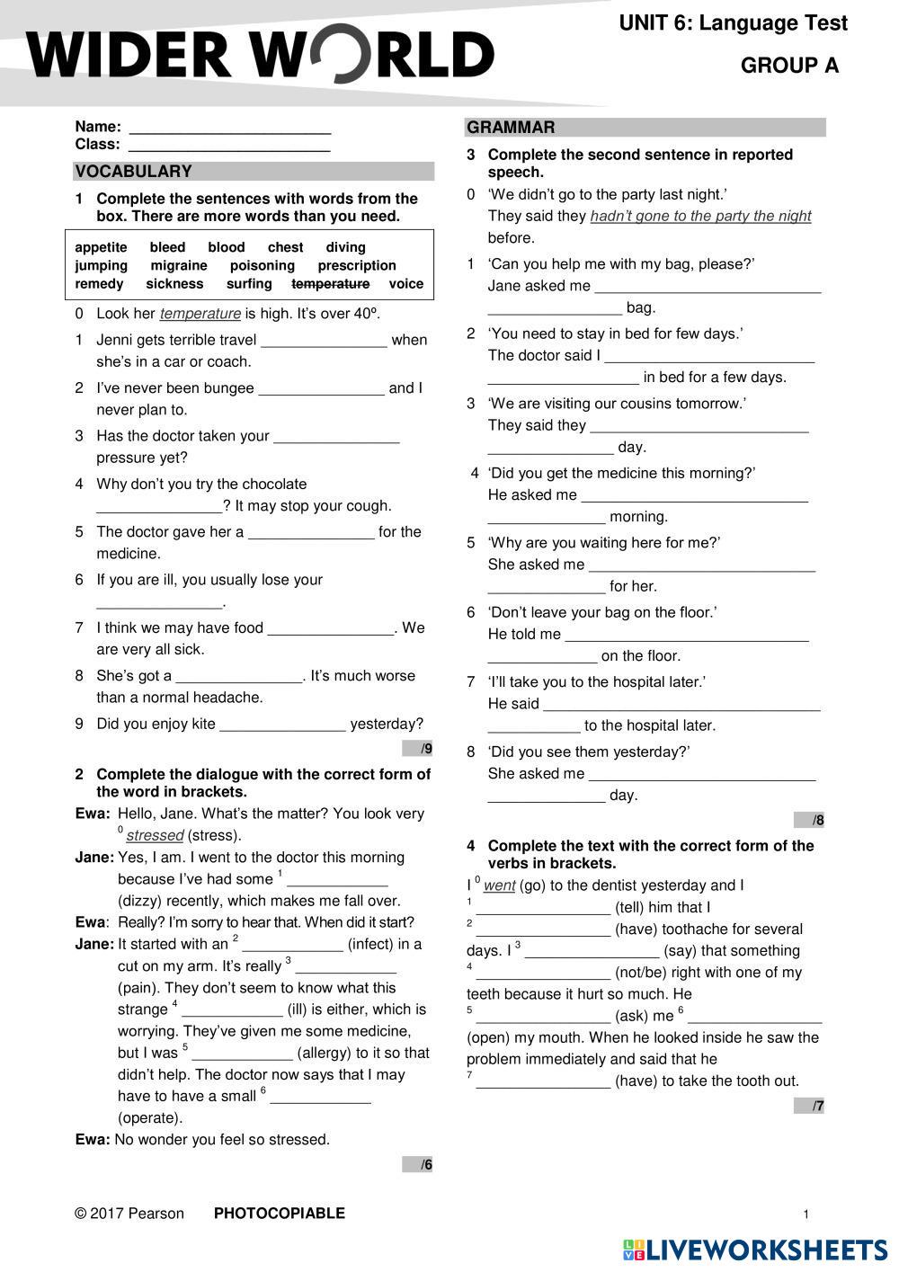 Wider World 4 T… | Free Interactive Worksheets | 7582800