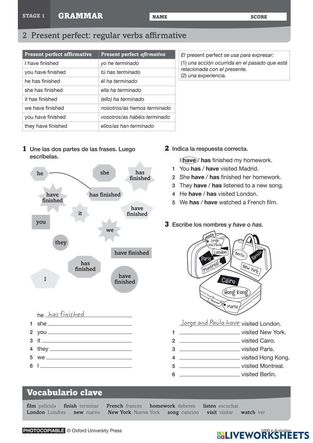 BBI5 Unit 4 Present Perfect Simple (2) | Live Worksheets