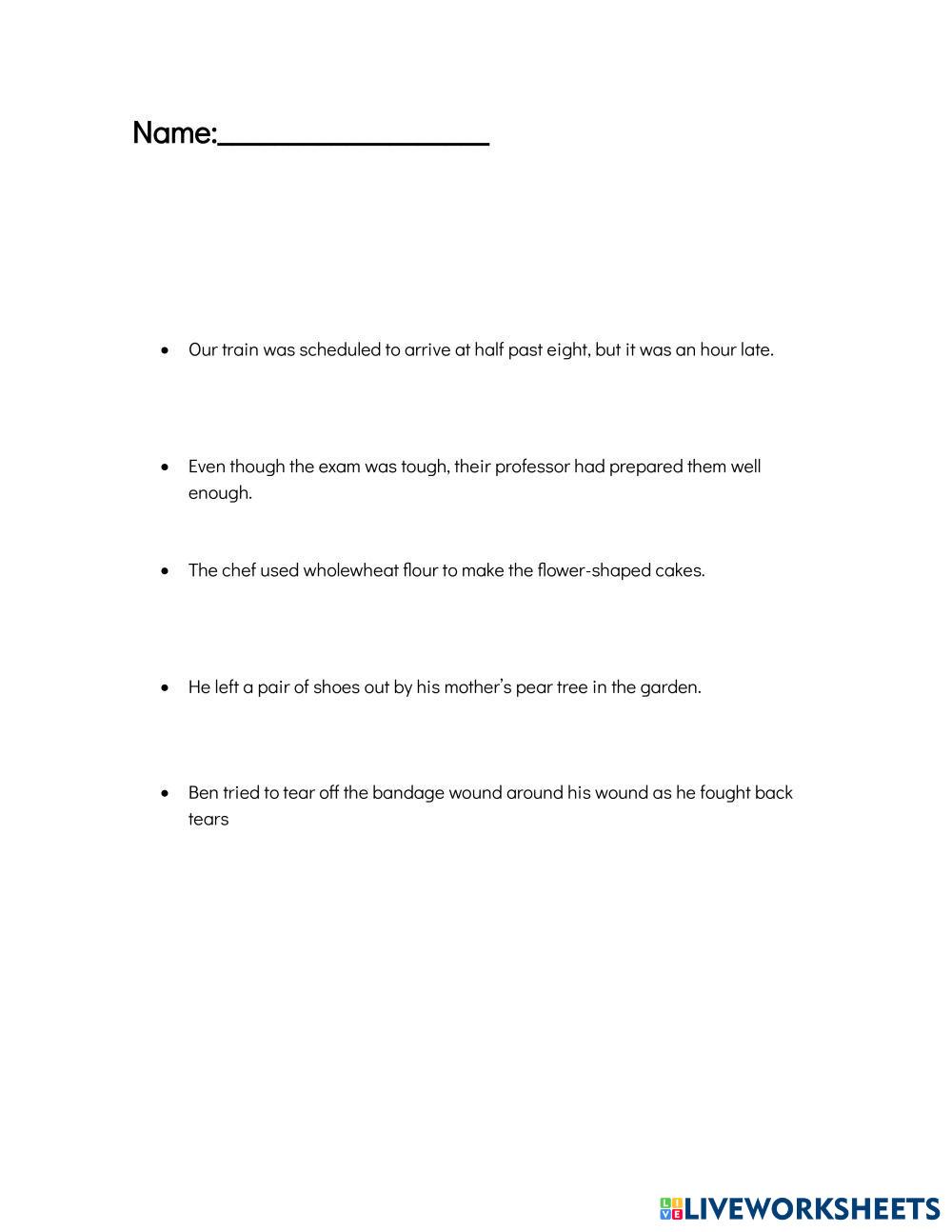 Dication exercise | Live Worksheets