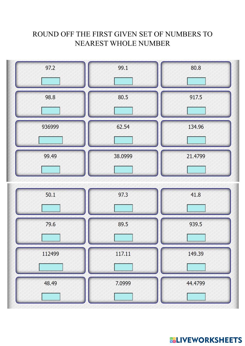 Rounding decimals | SIMRAN NARANG | Live Worksheets