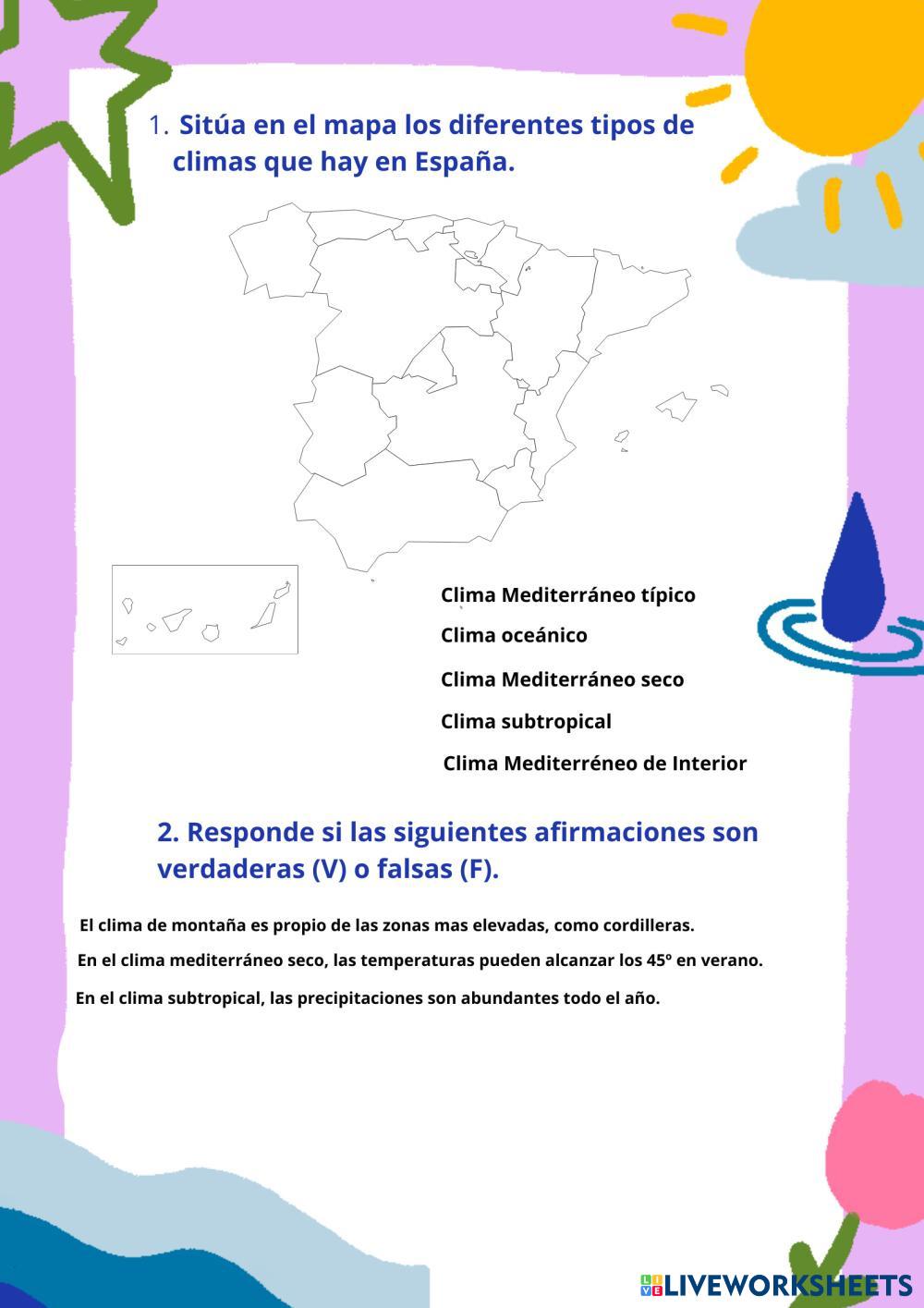 Tipos de clima. | Free Interactive Worksheets | 7585026