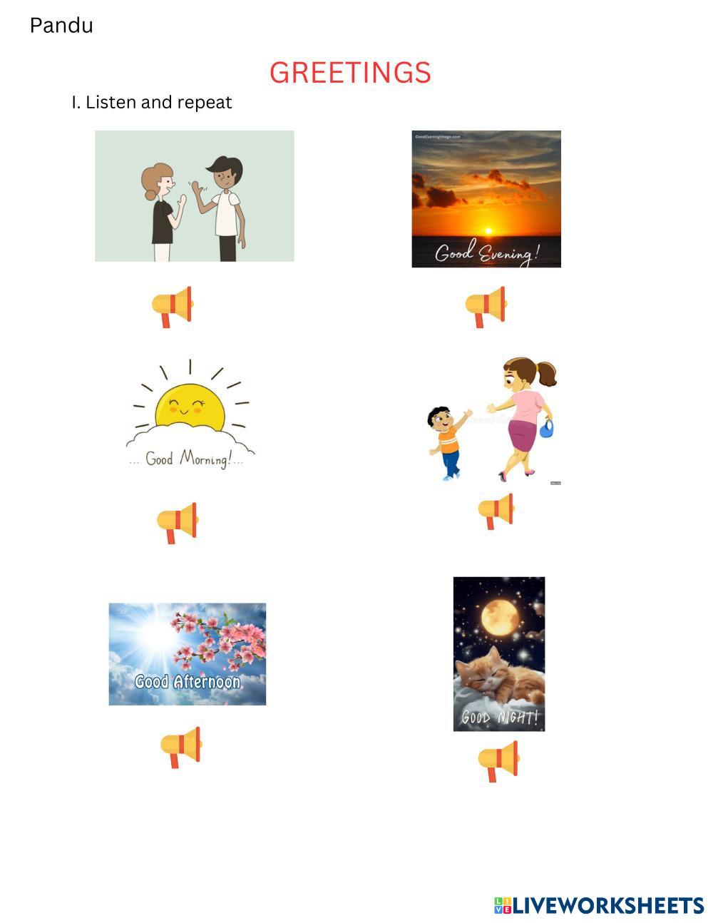 Greetings | Free Interactive Worksheets | 7585607