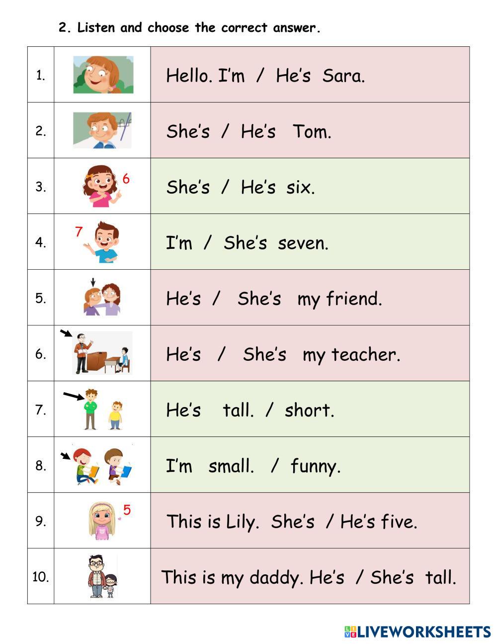 My funny friend… | Free Interactive Worksheets | 7585885