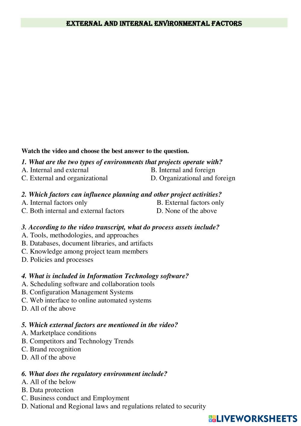 External and in… | Free Interactive Worksheets | 7586131