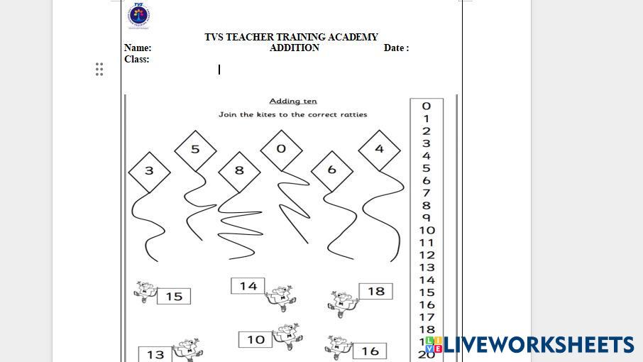 ADDING TEN | Live Worksheets