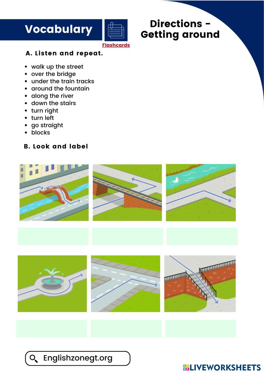 Directions - English Zone gt | Live Worksheets