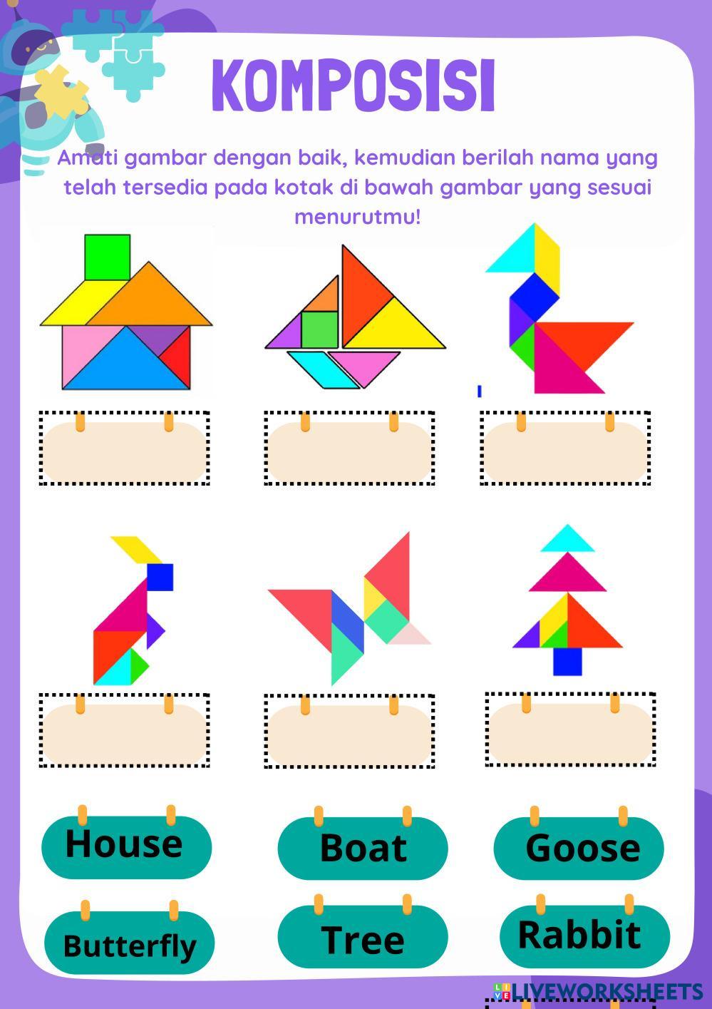 Tangram kelas 4 | Free Interactive Worksheets | 7588667