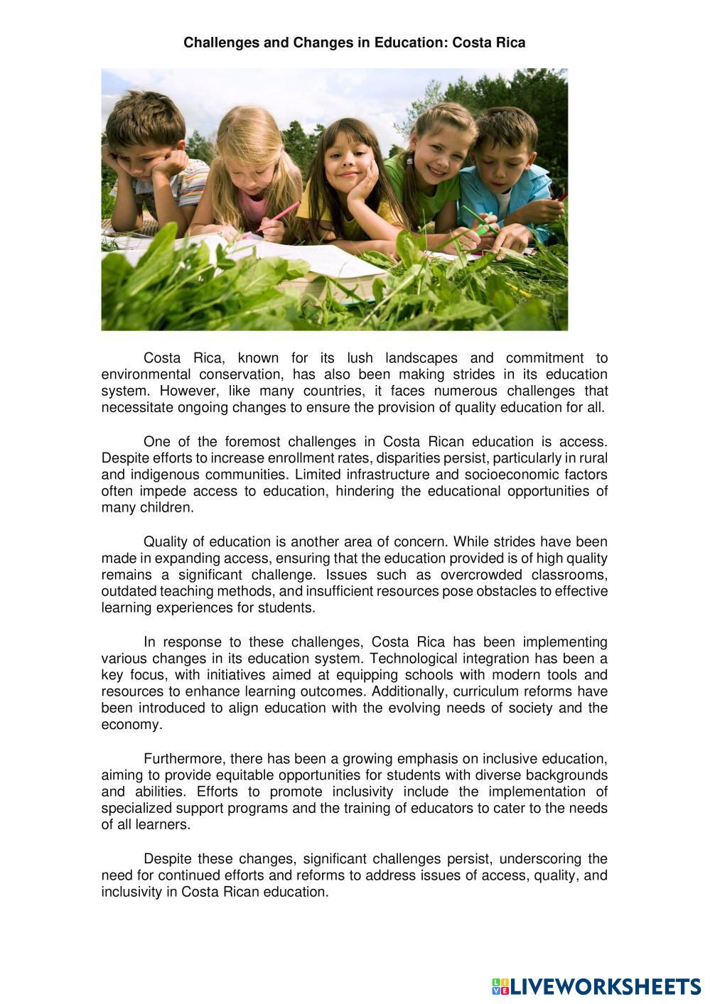 Challenges and Changes in Education: Costa Rica 7588803
