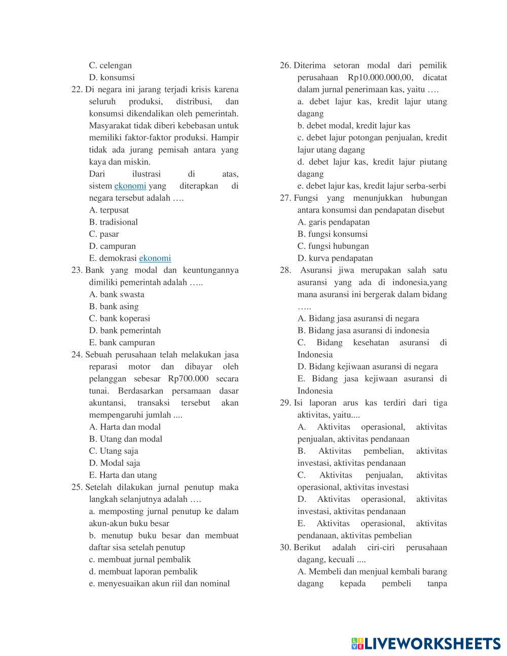 7590214 | SOAL PSAJ EKONOMI KELAS XII | DELA NOOR RAKHMAT