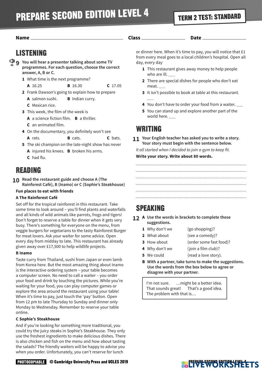 Prepare! 4 Term… | Free Interactive Worksheets | 7590427