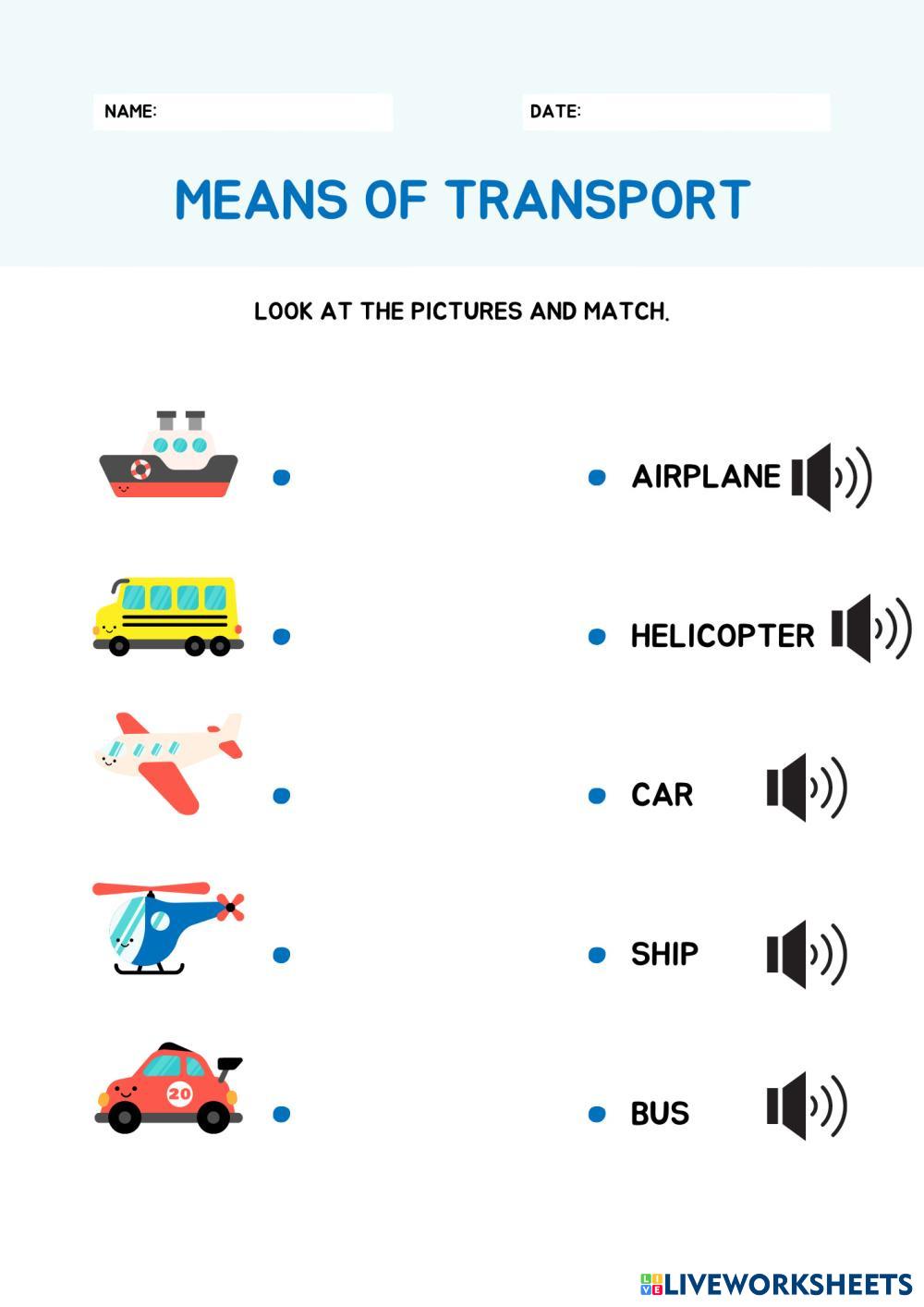 Means of Transport | Live Worksheets