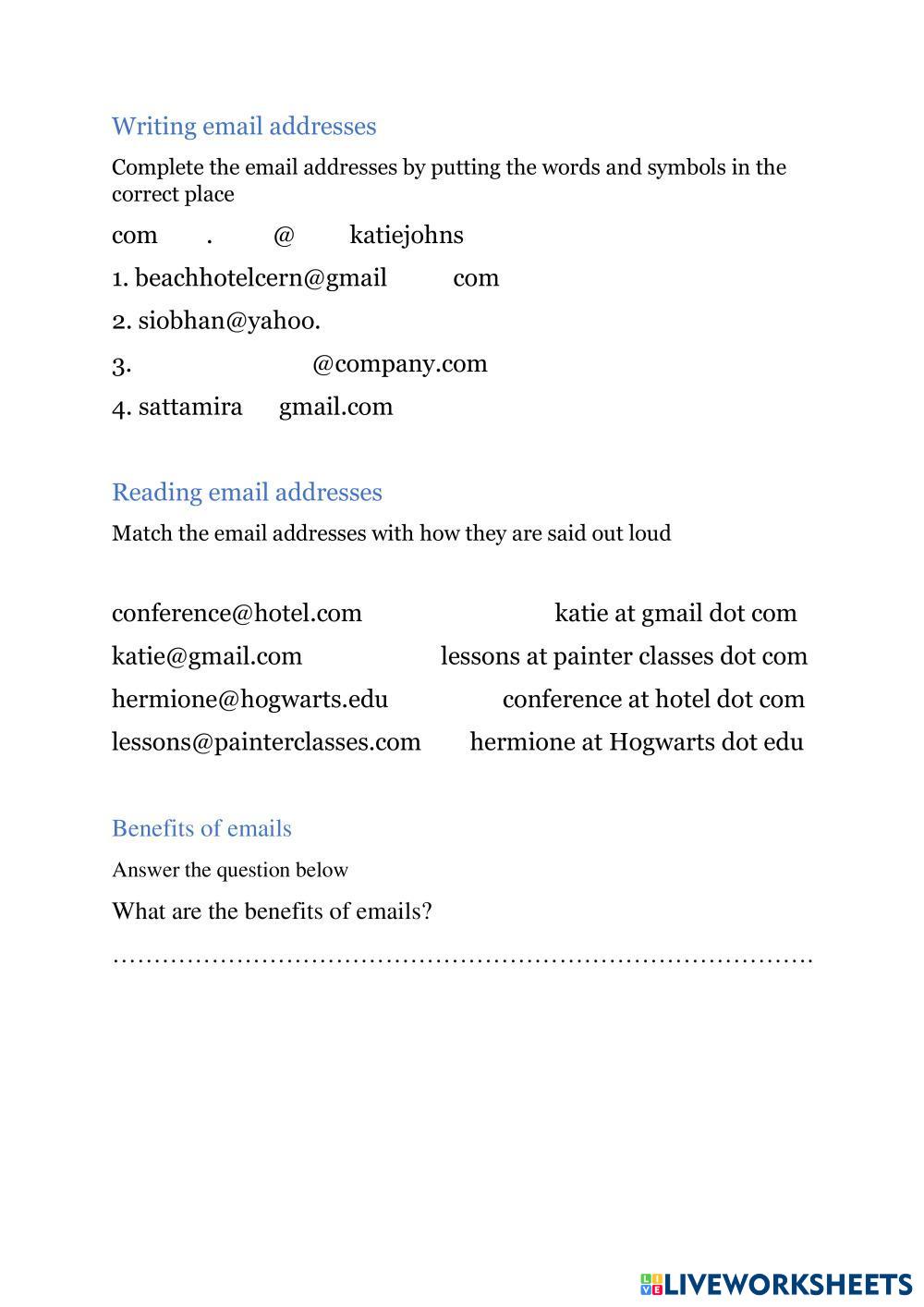 Emails Writing: Introduction | Live Worksheets