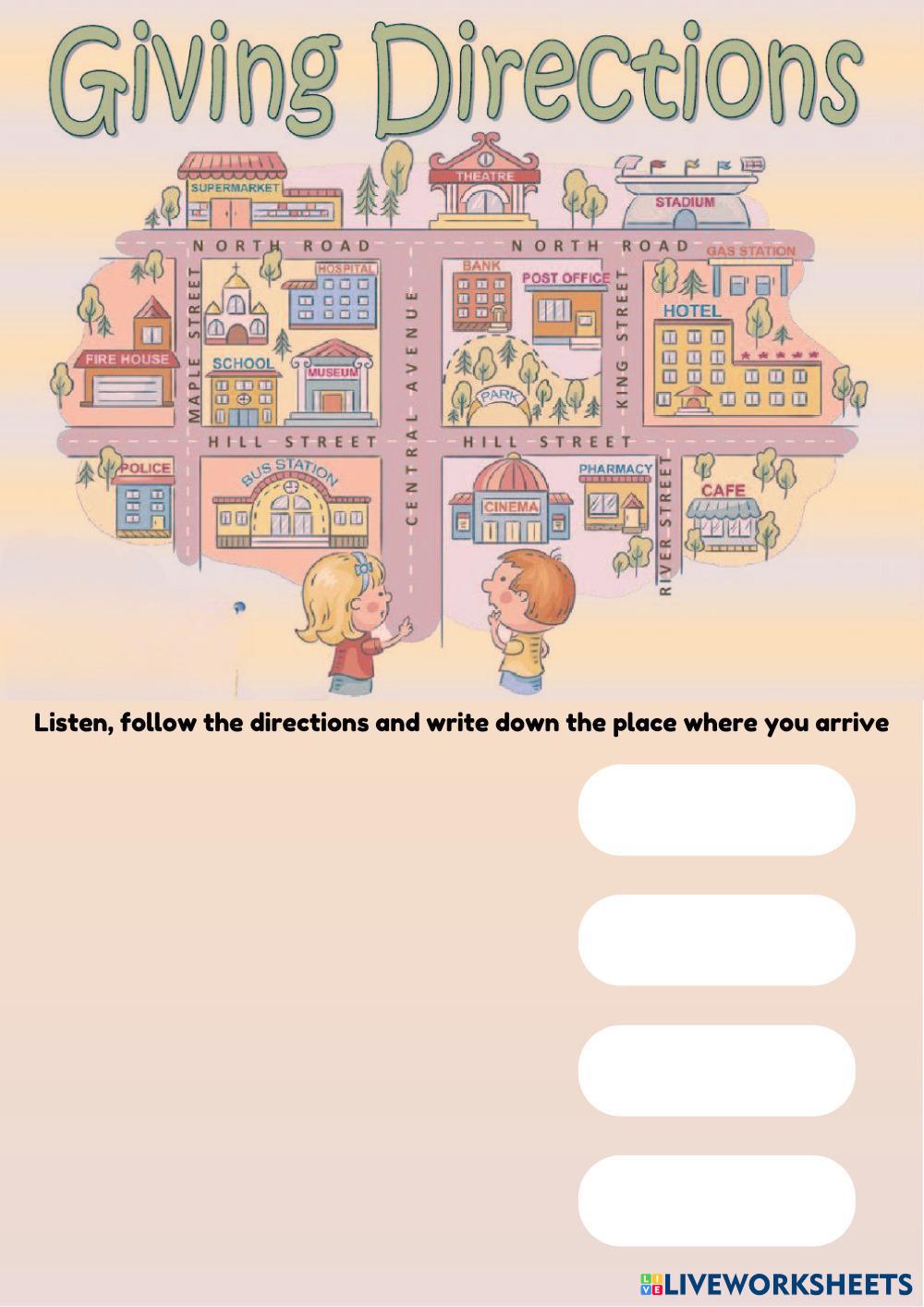 Giving directions 2 | LiveWorksheets | 7594634