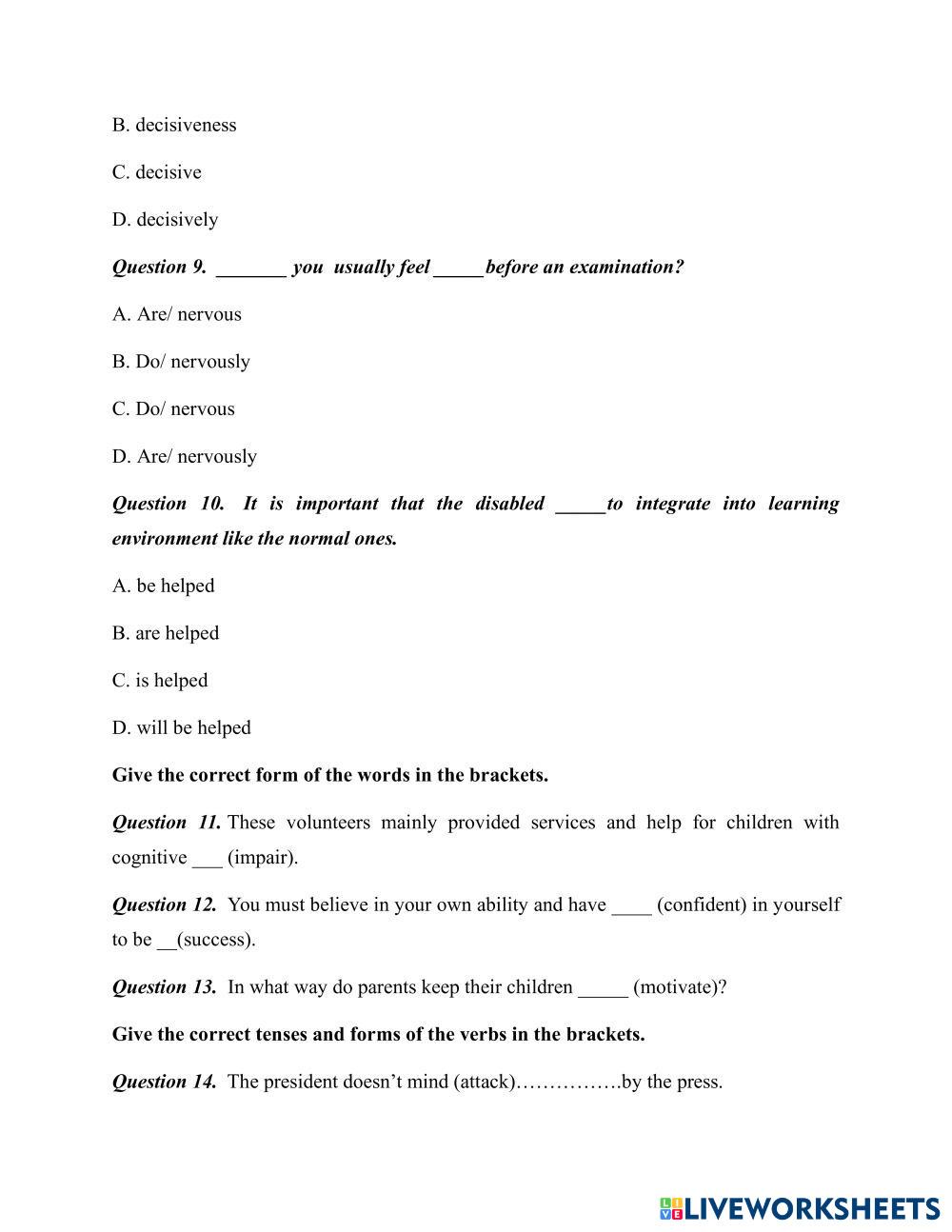 English - Grade 11 - Unit 1 | Live Worksheets