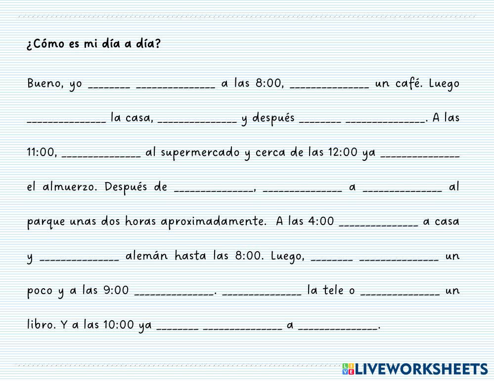 La rutina | Live Worksheets