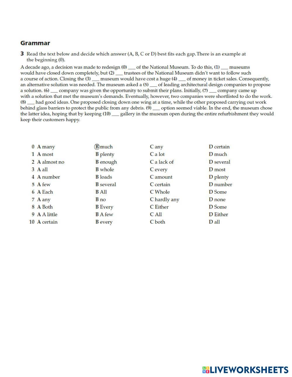 B2.2 GE Unit 4 test ex3 | Live Worksheets