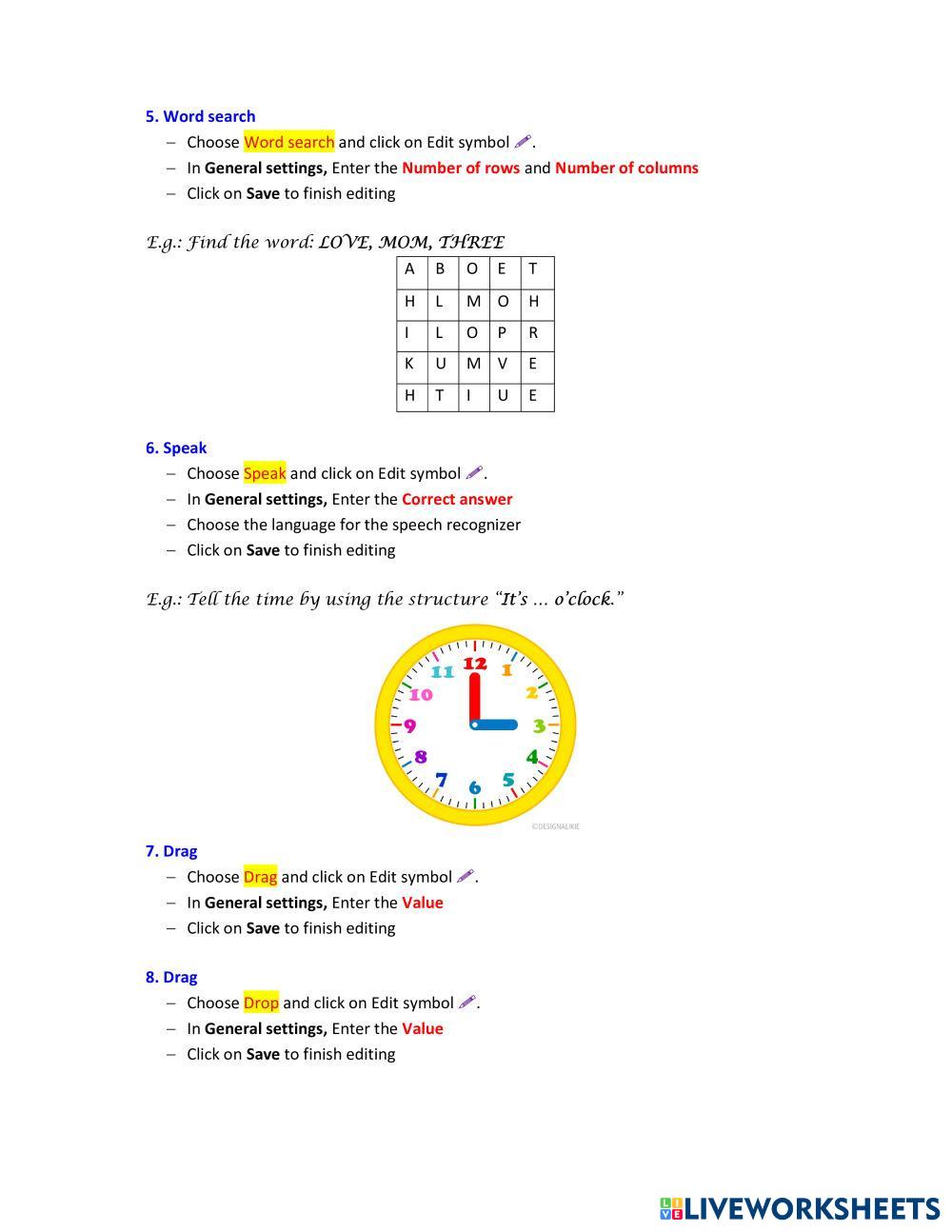 17 kinds of exercises | Live Worksheets