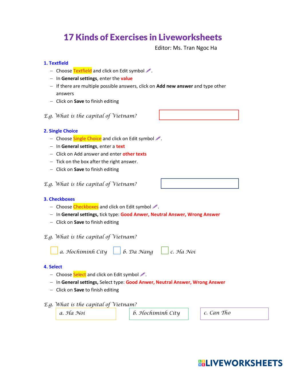 Exercise of Liv… | Free Interactive Worksheets | 7599707